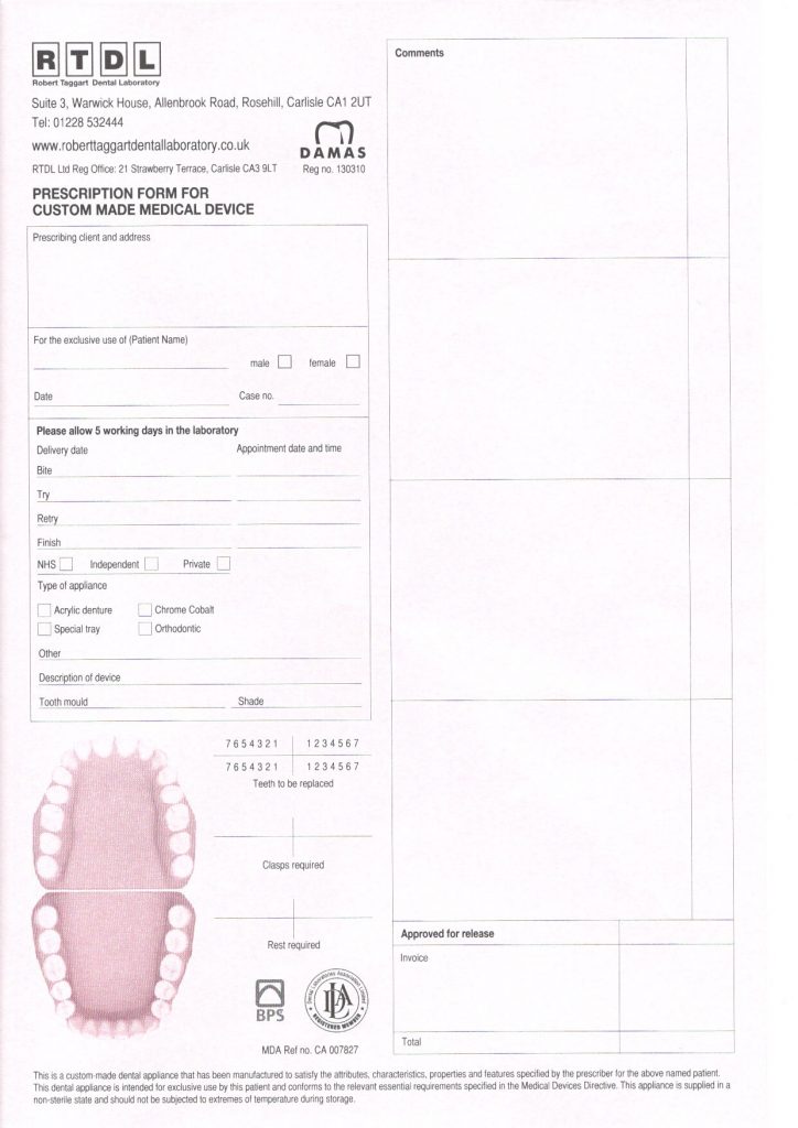 Prescription Form – RTDL